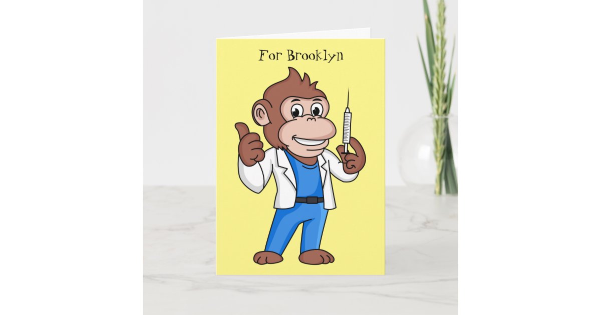 Funny orangutan ape cartoon doctor card | Zazzle