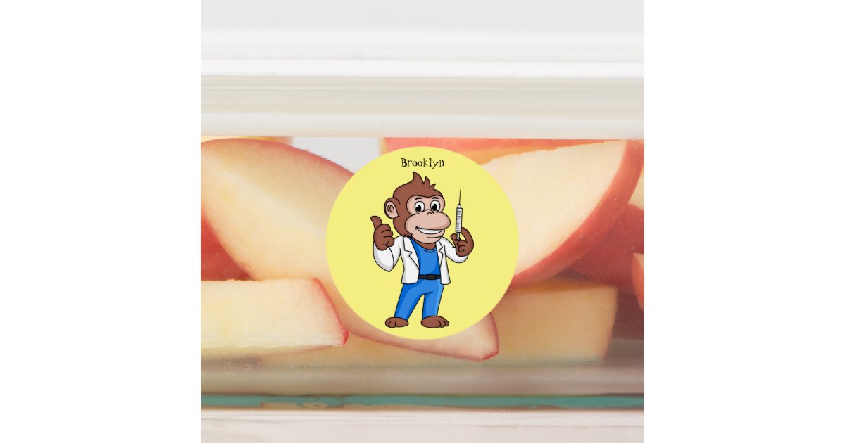 Funny orangutan ape cartoon doctor labels | Zazzle