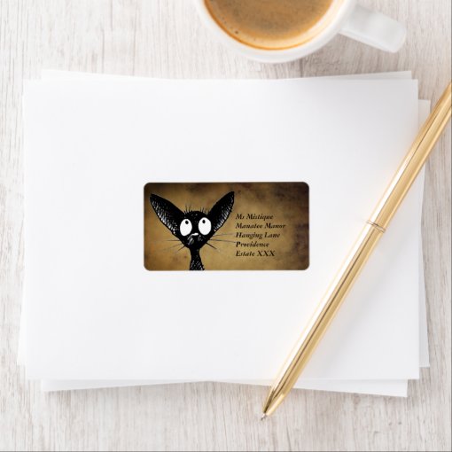 Funny Oriental Black Cat Labels | Zazzle