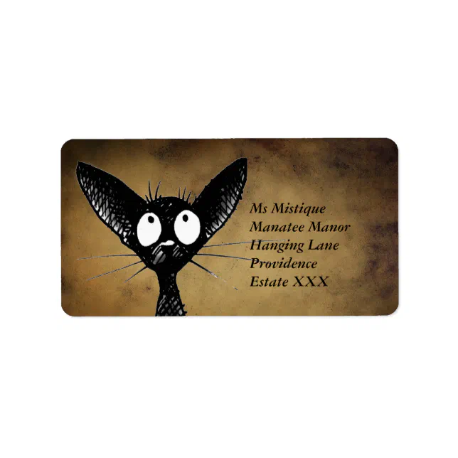 Funny Oriental Black Cat Labels | Zazzle