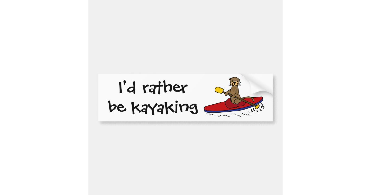 Funny Otter Kayaking Bumper Sticker | Zazzle
