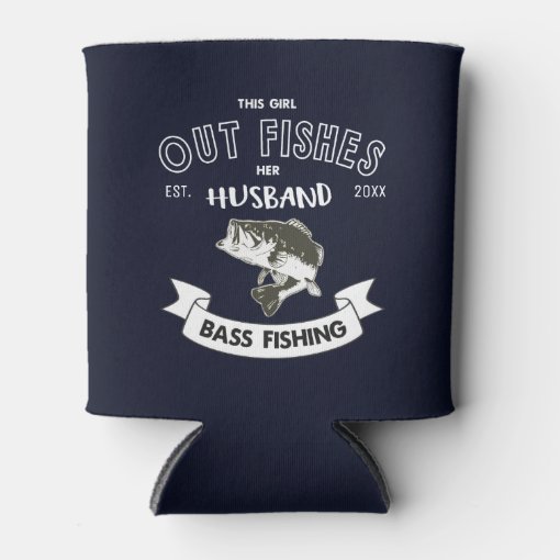 Funny Out Fish Husband Wife Bass Fishing Mug Can Cooler | Zazzle