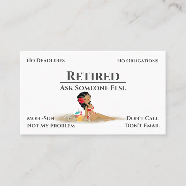 Funny Out Of Business Cartoon Woman Retirement Business Card | Zazzle