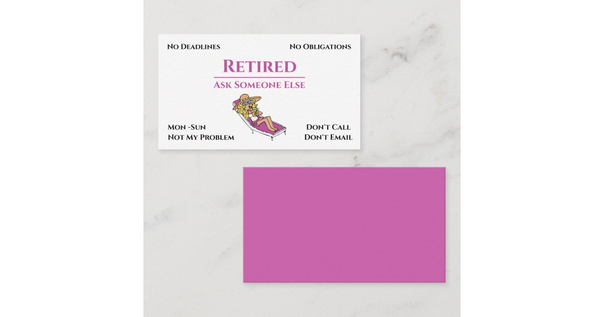 Funny Out Of Business Cartoon Woman Retirement Business Card | Zazzle