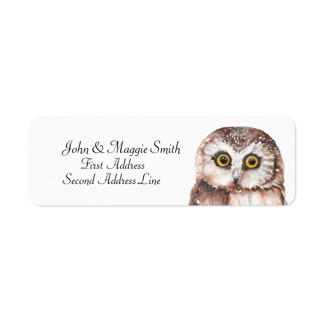 Funny Owl Watercolor Bird Collection Label | Zazzle