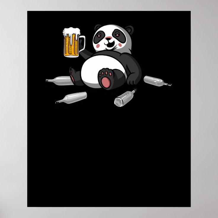 Funny Panda Bear Beer Drinking Party Poster | Zazzle