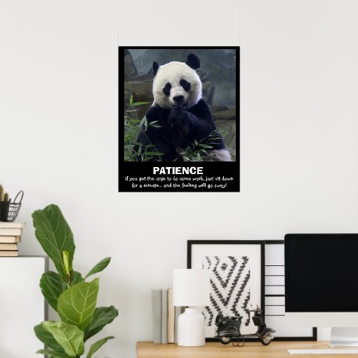 Funny Panda Poster, PATIENCE Poster | Zazzle