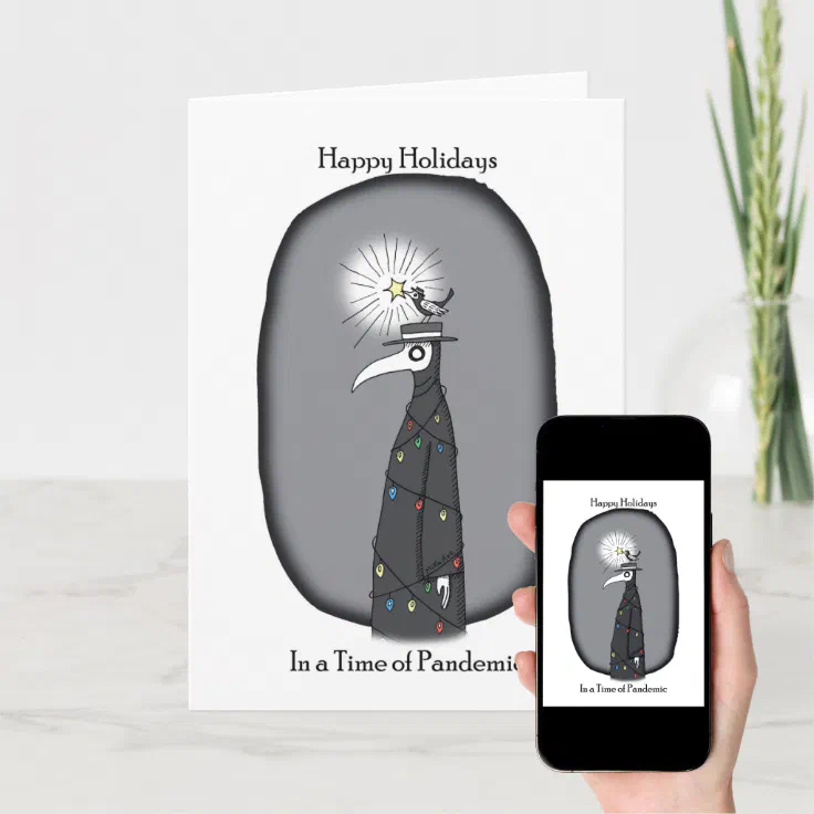 Funny Pandemic Christmas Plague Doctor Holiday Card | Zazzle