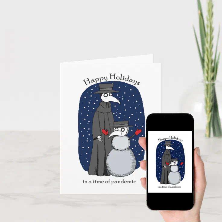 Funny Pandemic Christmas Plague Doctor Holiday Card | Zazzle