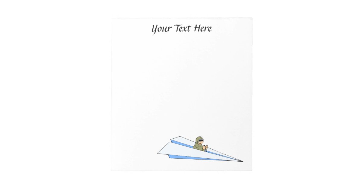 Funny Paper Airplane Pilot Notepad | Zazzle