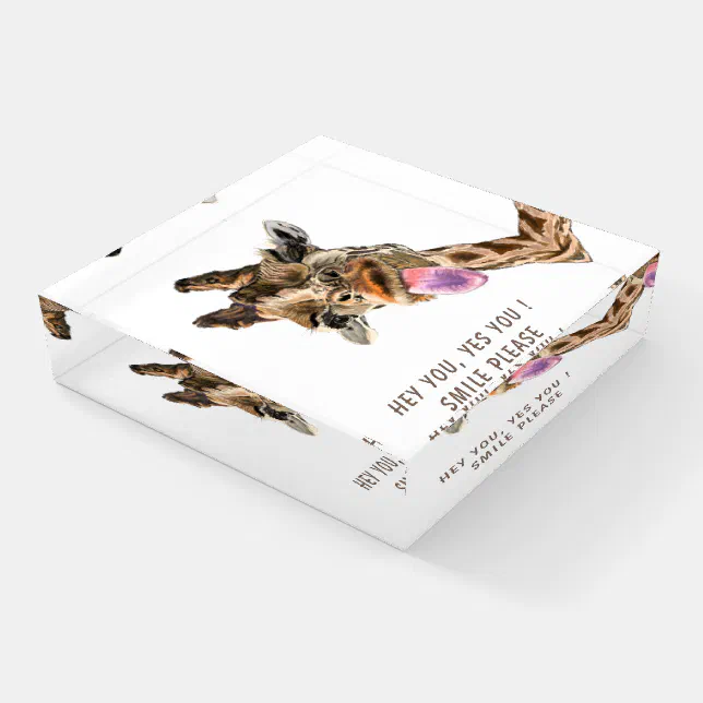 Funny Paperweight Gift Playful Giraffe Custom Text | Zazzle