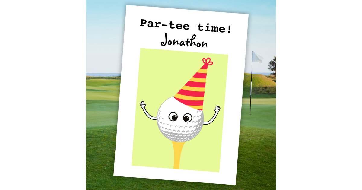 Funny par tee time golf birthday card | Zazzle