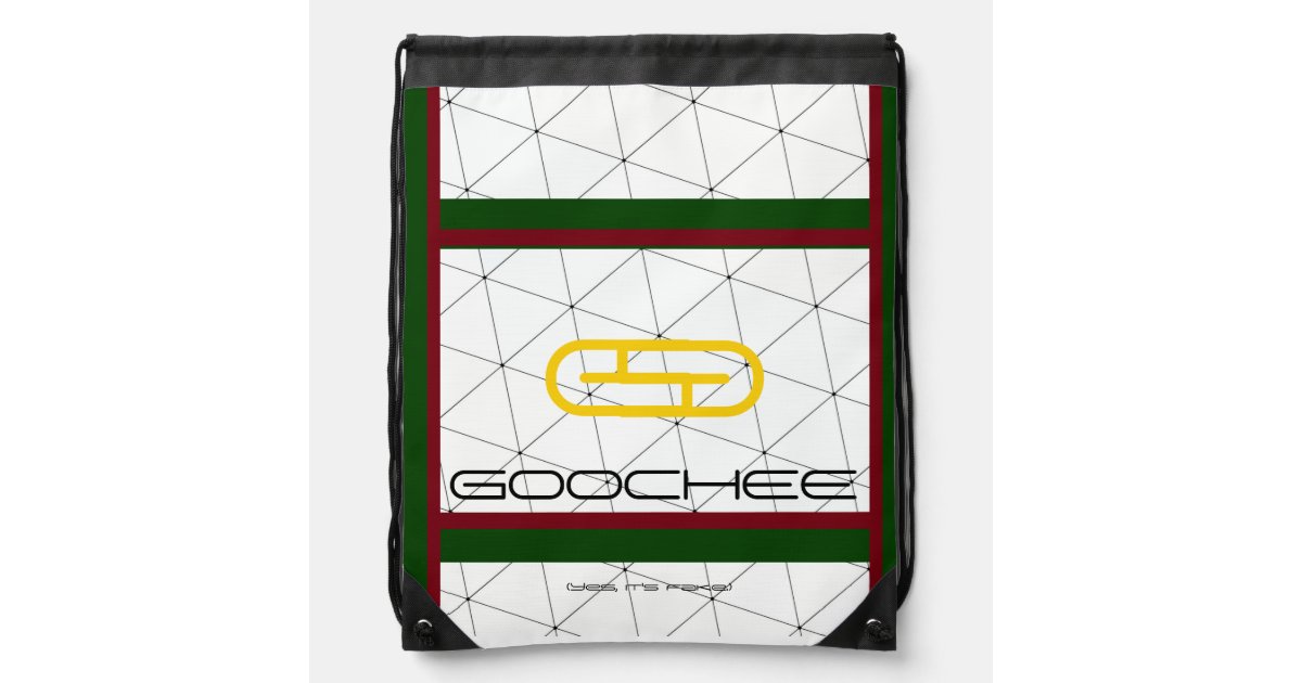Funny Parody Fake Brand "Goochee" (Yes, it's fake) Drawstring Bag | Zazzle