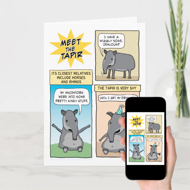 Funny Party Like a Tapir Birthday Card | Zazzle