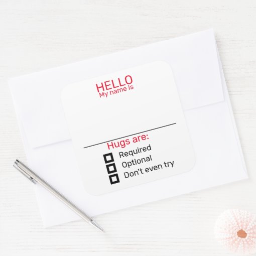 Funny Party Name Tag Badge Sticker Hugs | Zazzle