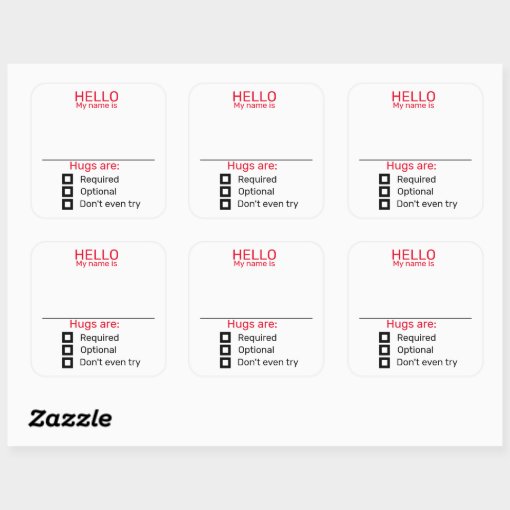 Funny Party Name Tag Badge Sticker Hugs | Zazzle