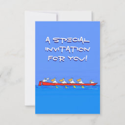 Funny pelicans rowing cartoon illustration invitation | Zazzle