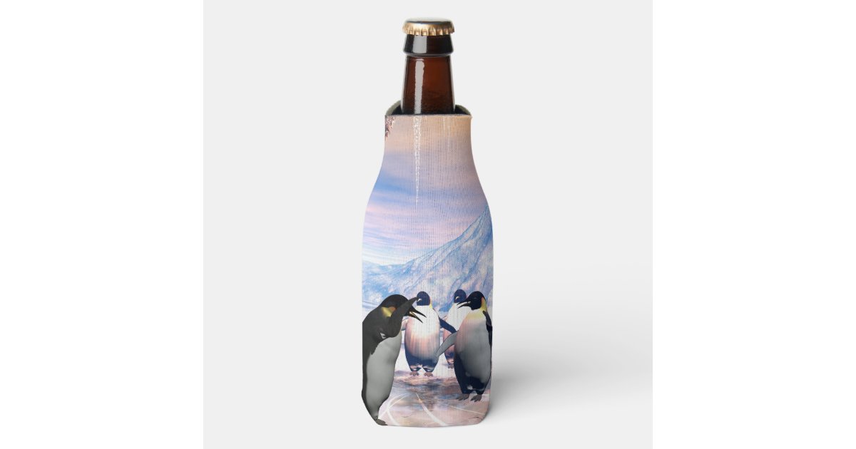 Funny penguin bottle cooler | Zazzle