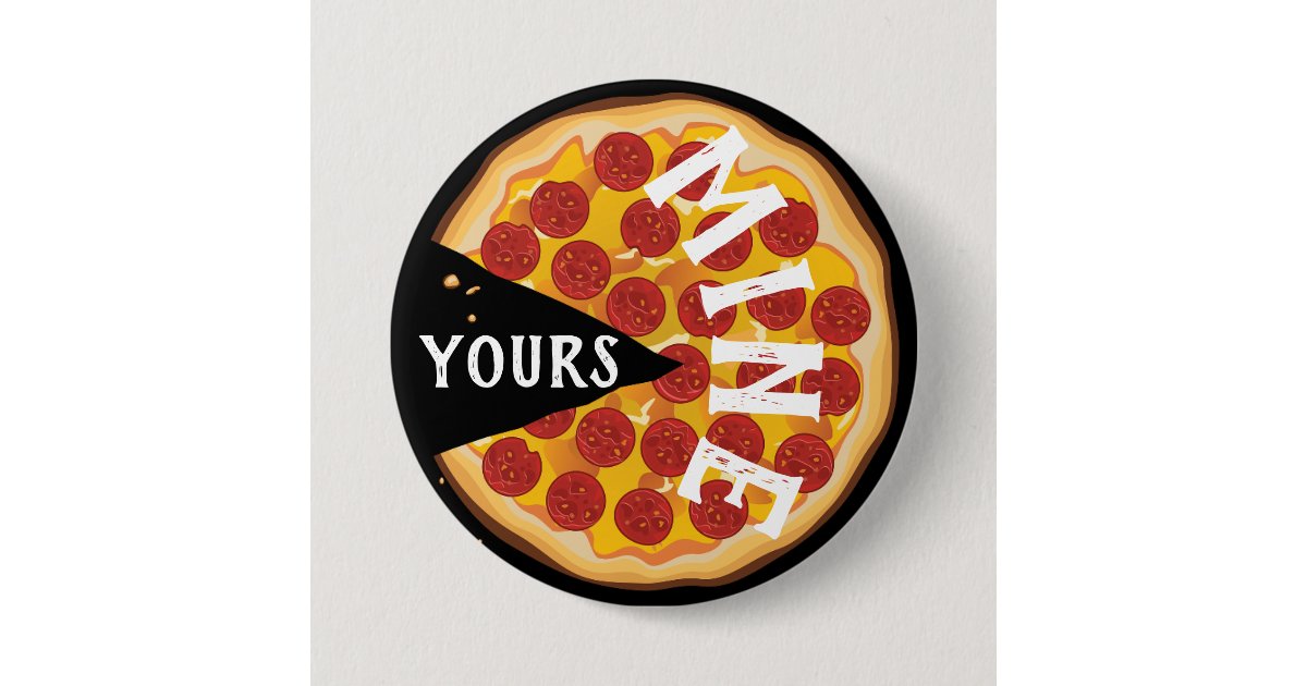 Funny pepperoni pizza cute foodie black red button | Zazzle