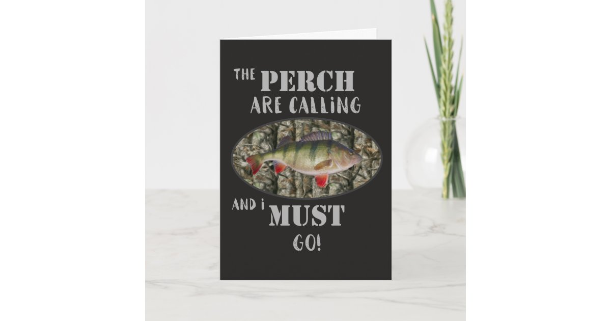 Funny Perch Fishing Greeting Birthday Card | Zazzle