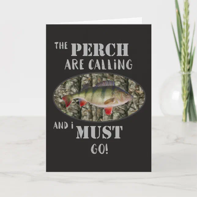 Funny Perch Fishing Greeting Birthday Card | Zazzle