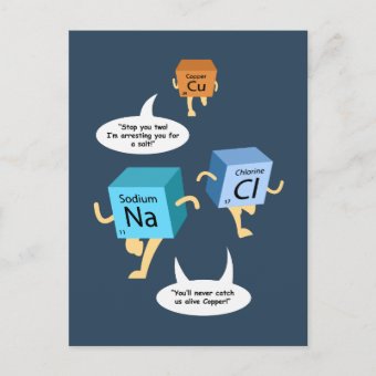 Funny Periodic Table Chemistry Humor Birthday Gag Postcard | Zazzle