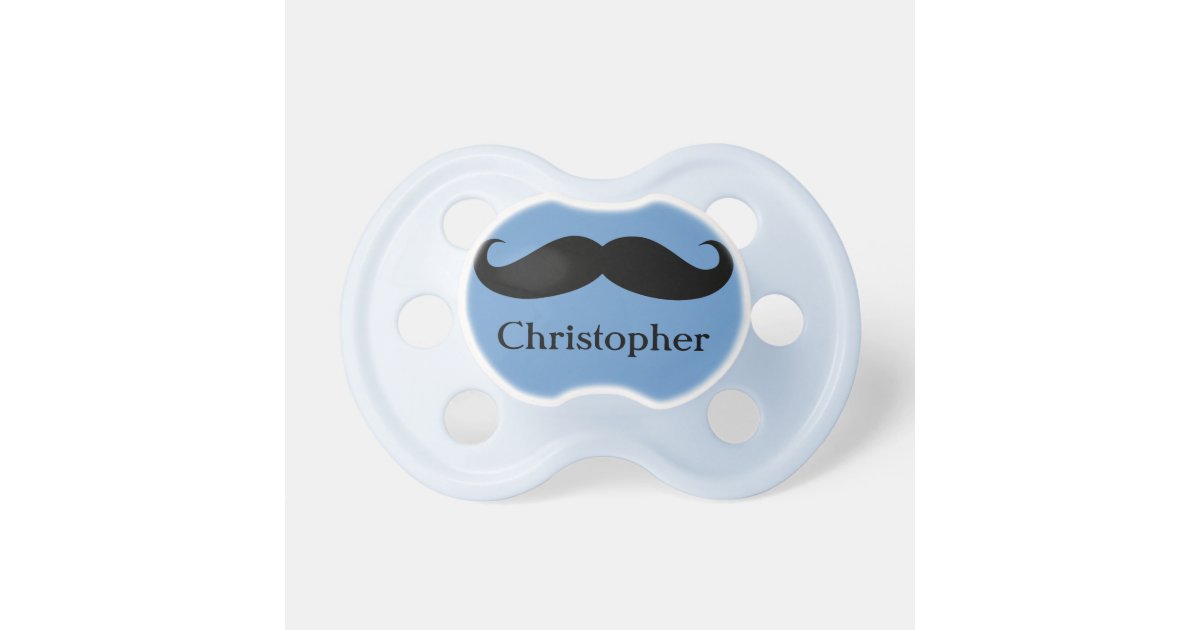 Funny Personalized Blue Mustache Pacifier | Zazzle
