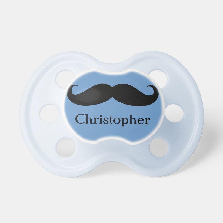 Funny Personalized Blue Mustache Pacifier | Zazzle