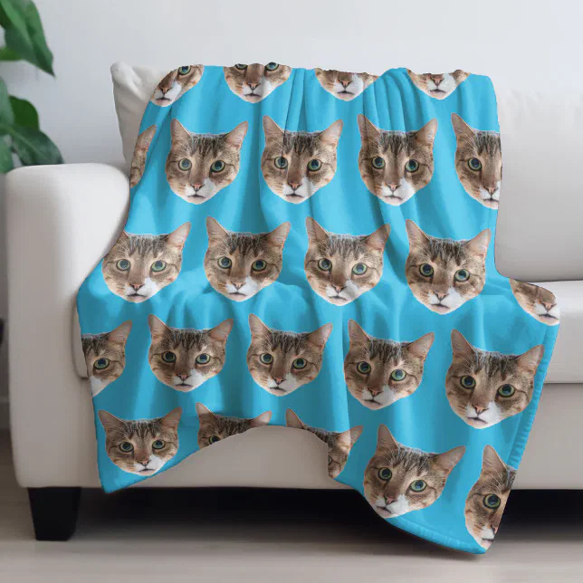 Funny Personalized Cat Face Fleece Blanket | Zazzle