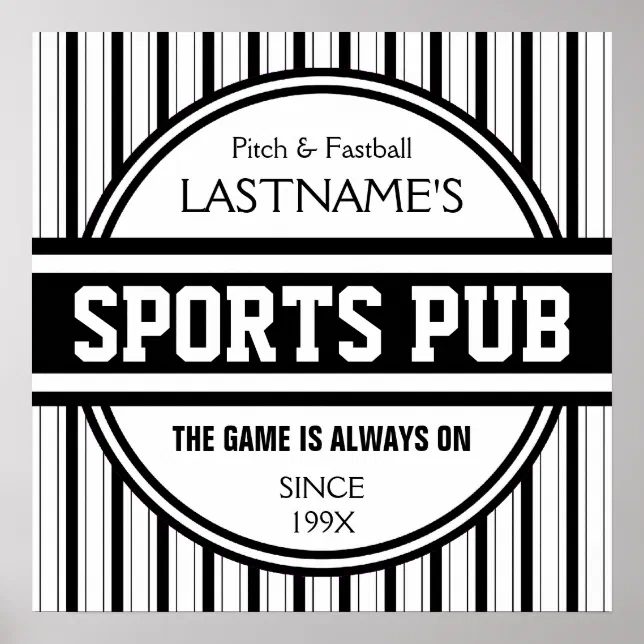 Funny Personalized Custom Bar Sign Sports Pub | Zazzle