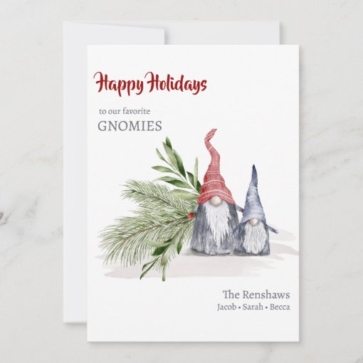 Funny Personalized Gnome Christmas Holiday Card | Zazzle