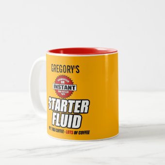 Funny Personalized Starter Fluid Two-Tone Coffee Mug | Zazzle