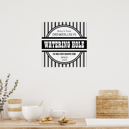 Funny Personalized Watering Hole Home Bar Sign | Zazzle