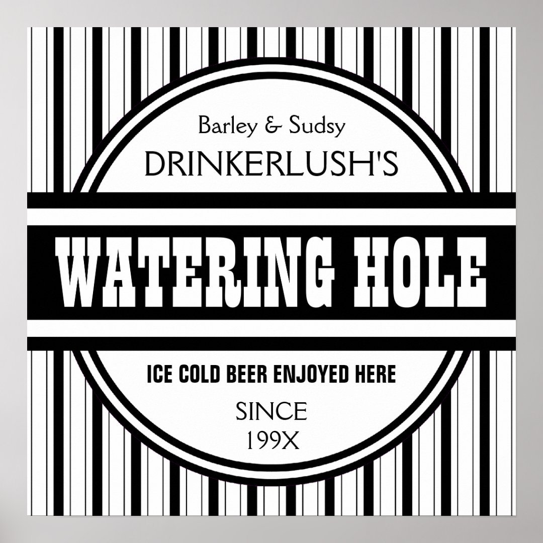 Funny Personalized Watering Hole Home Bar Sign | Zazzle
