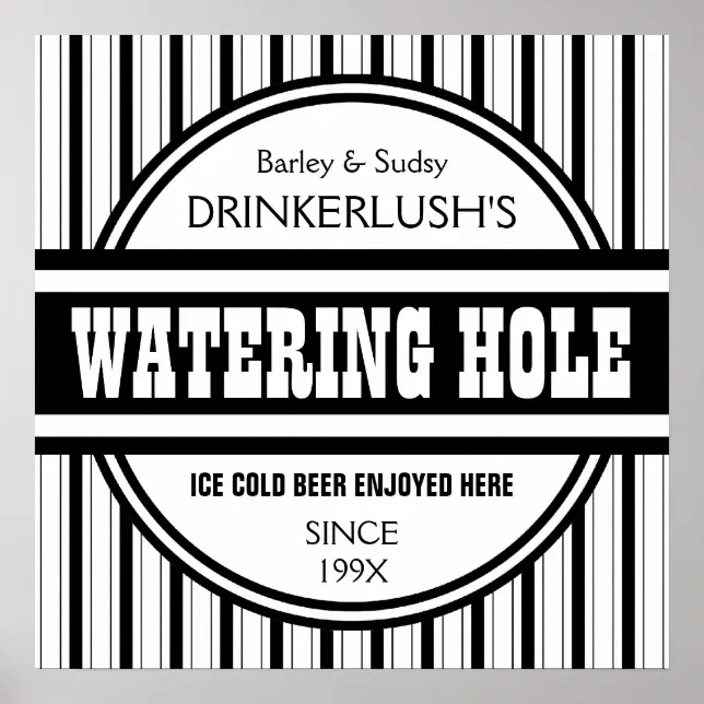 Funny Personalized Watering Hole Home Bar Sign | Zazzle