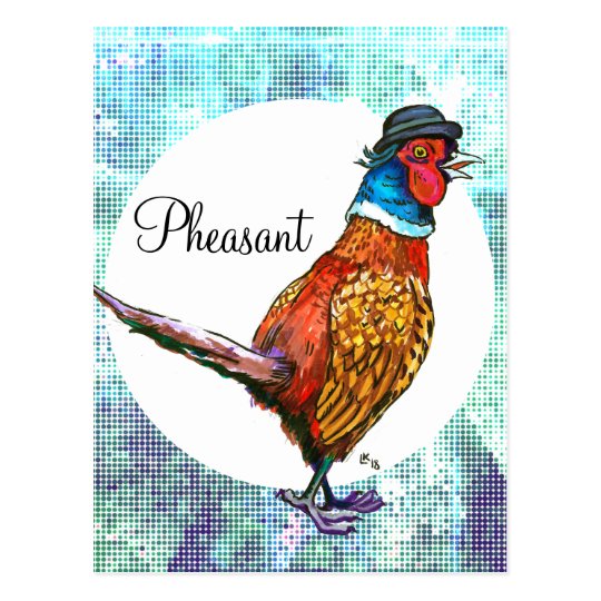 Funny pheasant in hat postcard | Zazzle.com