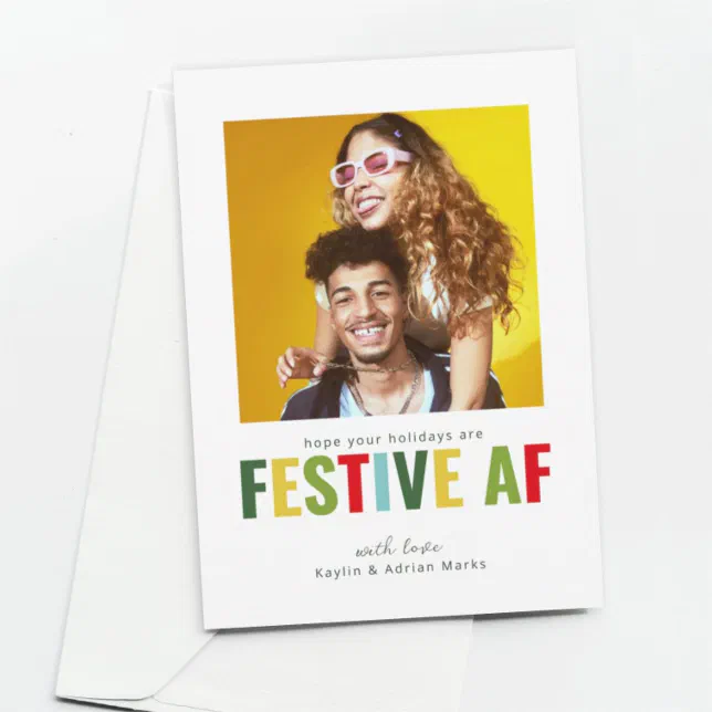 Funny Photo Christmas Card Festive Af Zazzle