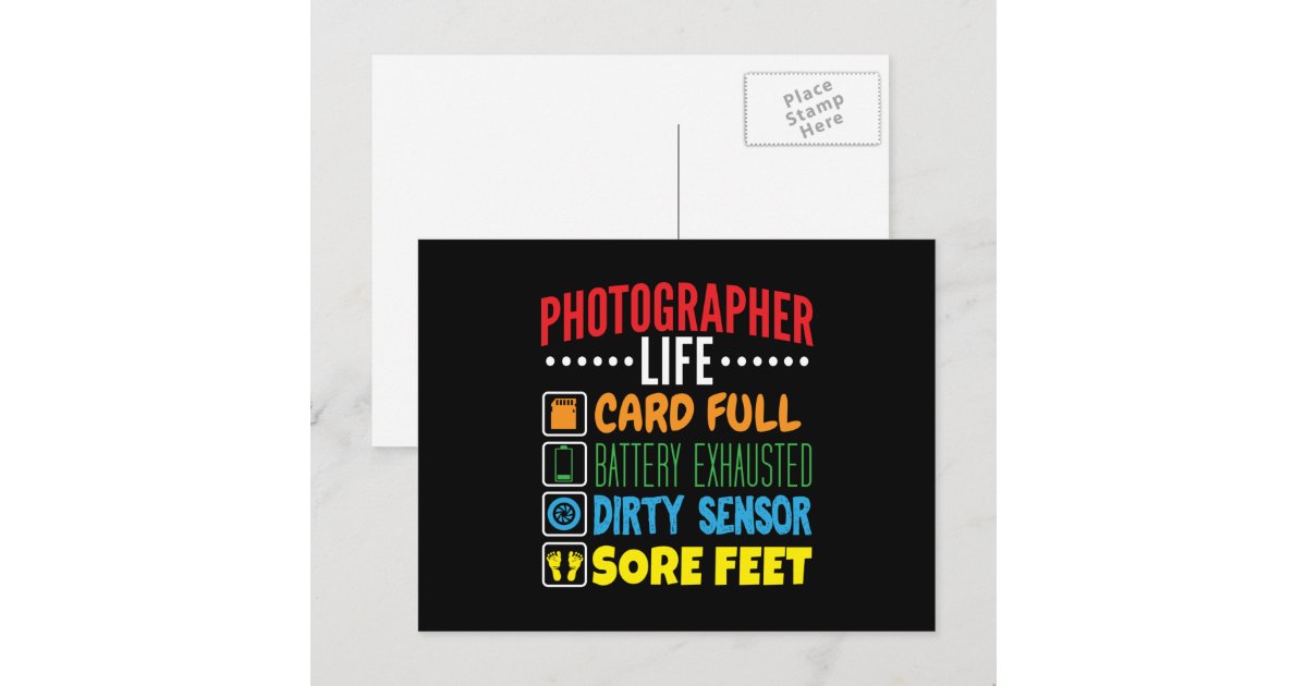 Funny Photographer Life Checklist Postcard | Zazzle