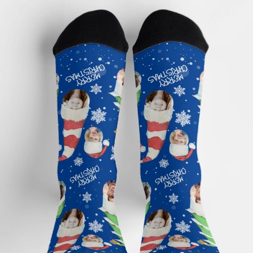 Funny Photos Merry Christmas Novelty Socks | Zazzle
