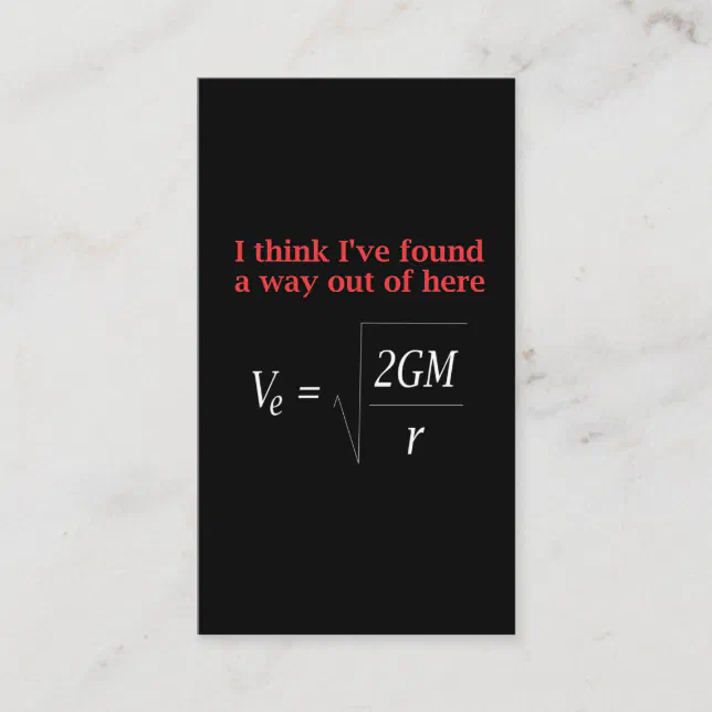 Funny Physics Joke Escape Velocity Gravity Science Business Card | Zazzle
