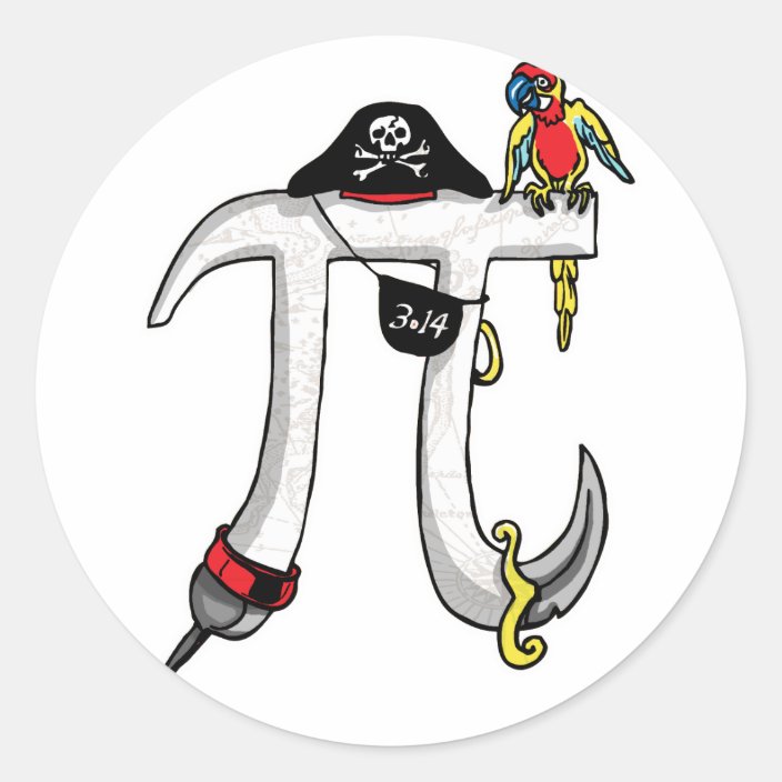 Funny Pi rate Pi Day Humor Classic Round Sticker | Zazzle.com