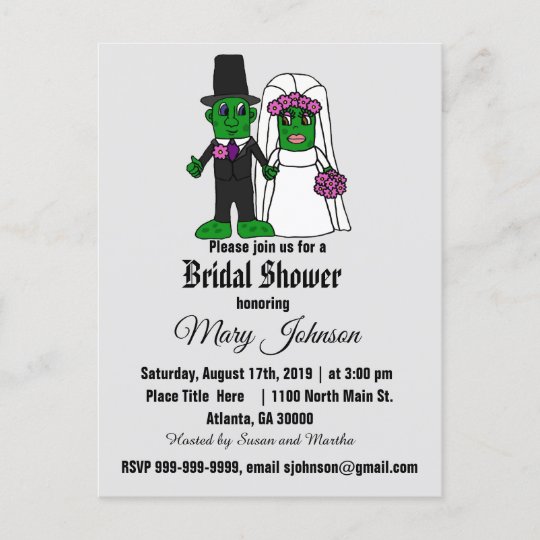 Funny Pickle Bride and Groom Bridal Shower Invitation Postcard | Zazzle.com