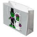 Funny Pickle Bride and Groom Wedding Cartoon Large Gift Bag | Zazzle