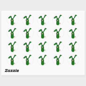 Funny Pickle Bunny Rabbit Art Classic Round Sticker | Zazzle