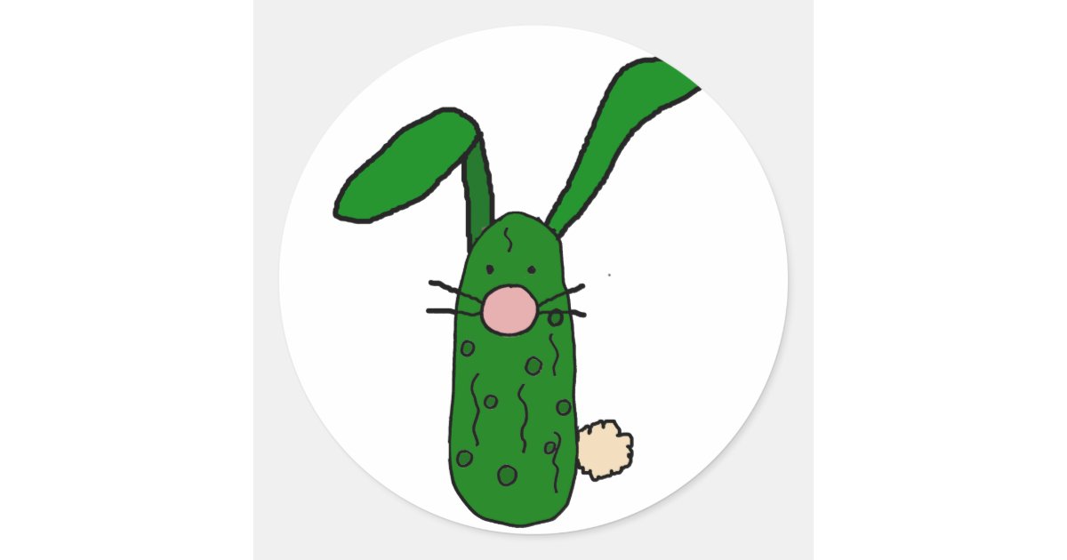 Funny Pickle Bunny Rabbit Art Classic Round Sticker | Zazzle