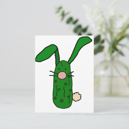 Funny Pickle Bunny Rabbit Art Postcard | Zazzle