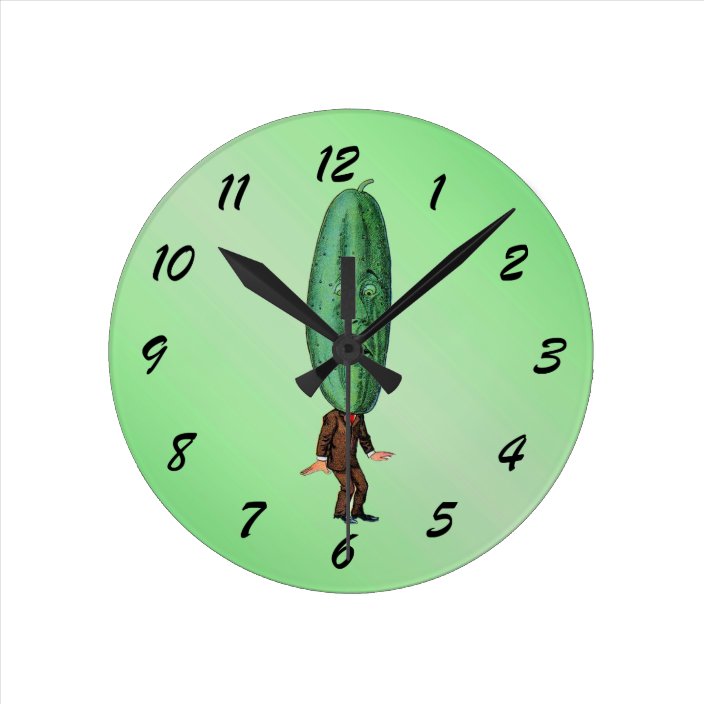 Funny Pickle Head Man Wearing Suit Round Clock | Zazzle.com