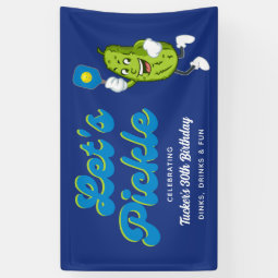 Funny Pickle Playing Pickleball Birthday Party Banner | Zazzle