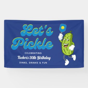 Funny Pickle Playing Pickleball Birthday Party Banner | Zazzle