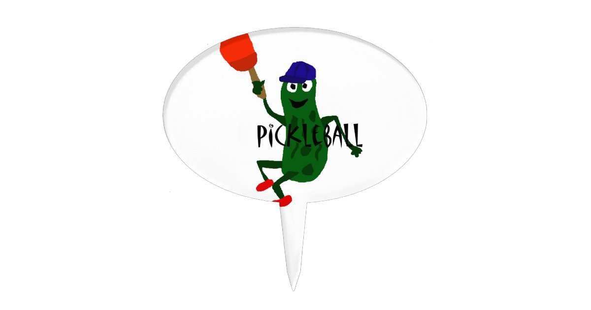 Funny Pickle Playing Pickleball Cake Topper | Zazzle